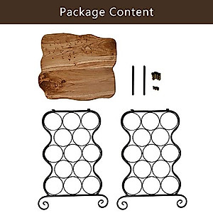 WELLAND Wine Rack End Table, Freestanding Small Wine Console Table, 13 Bottles Rustic Wine Stand Storage Organizer Display Rack | Metal & Natural Edge Cedar Wood Top | 13.8" W x 7.3" D x 20.1" H