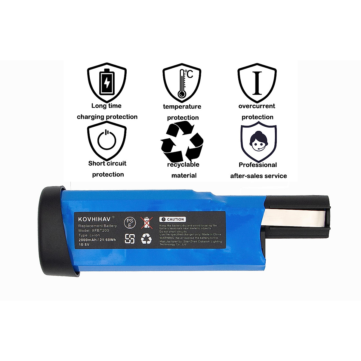 Cameron Sino Replacement Battery for Shark Ion W1 Cord, WV200, WV200UK, fits Part No XFBT200, XFBT200EU, 10.8V Li-ion 2000mAh / 21.60Wh