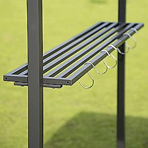 DHPM Iron Double Tiered Backyard Patio BBQ Grill Gazebo with Bar Counters&Extendable Shades for Your Yard, Patio, Garden, Outdoor or Party