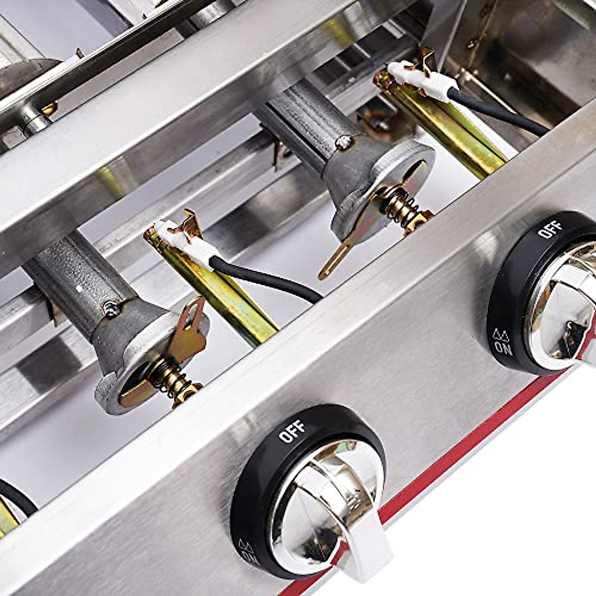 3 Burner Gas Tabletop Griddle, Commercial Gas BBQ Grill 2800Pa Stainless Steel Gas Grill for Outdoor Camping Party Tailgating (3-Burner)