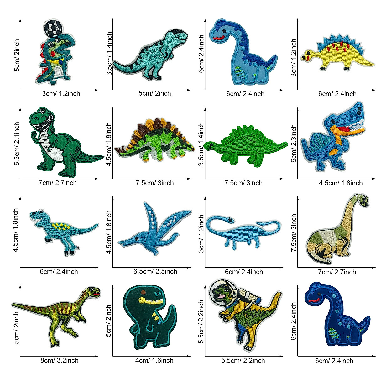 Woohome Iron on Patches, 25 PCS Mixed Dinosaur Appliques Stickers Embroidery Applique Sewing or Iron on for Decoration DIY T-Shirt Hat Coat Dress Sticker
