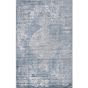 Rugs.com Oregon Collection Rug – 5' x 8' Blue Low-Pile Rug Perfect for Living Rooms, Large Dining Rooms, Open Floorplans