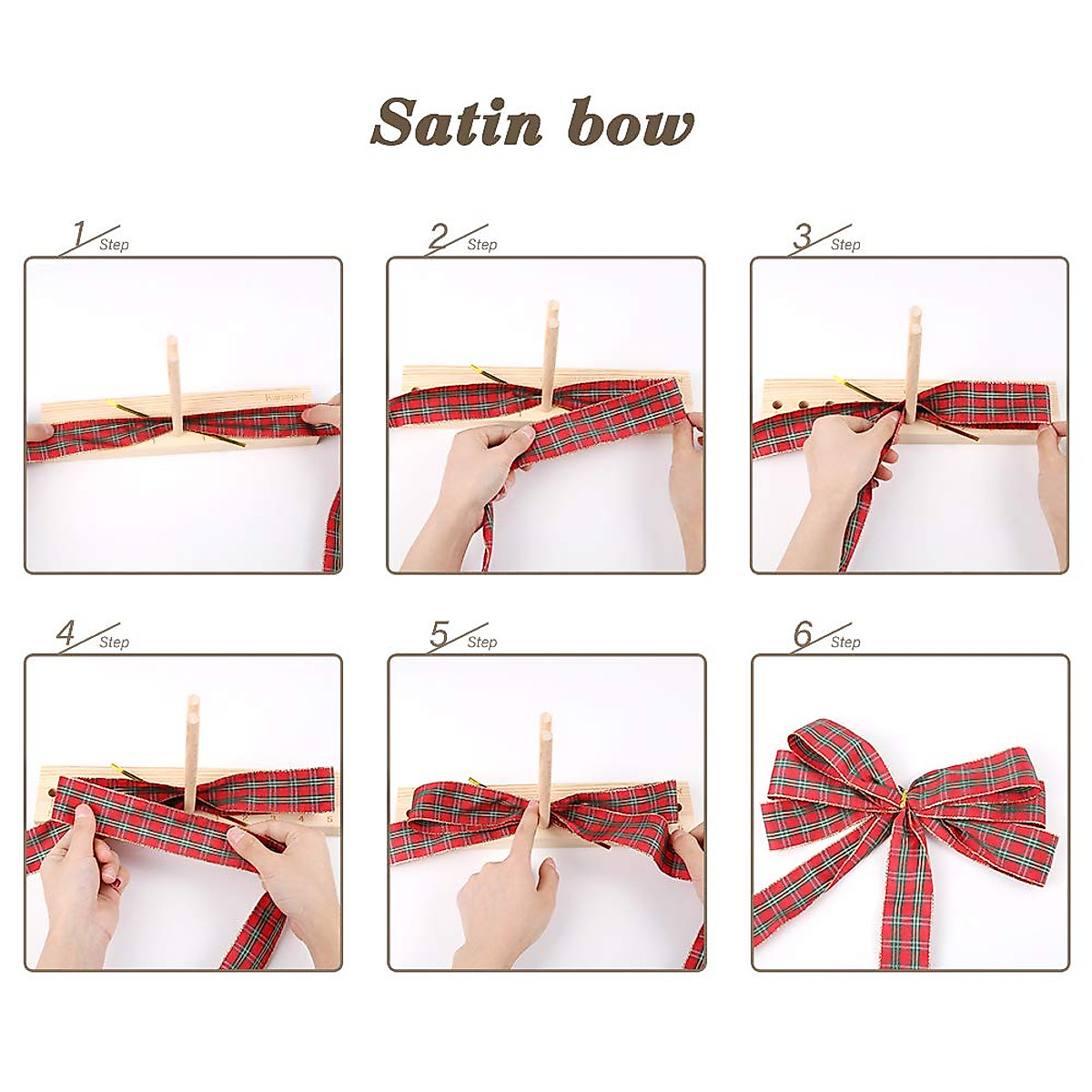 Karsspor Bow Maker Bow Making Tool for Ribbon, Wooden Wreath Bow Maker for Making Gift Bows, Wrist Corsages, Party Decorations, Hair Bows, Holiday Wreaths(with Instructions)