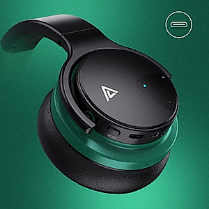 E7 BasicB Active Noise Cancelling Bluetooth Wireless Over Ear Headphones with Mircophone, 30H Playtime,Deep Bass, Comfortable Protein Earpads, for Travel, Home, Office (Green)