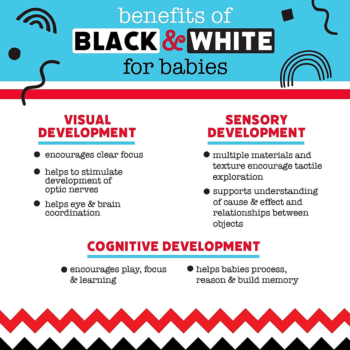 KIDS PREFERRED Disney Baby Mickey Mouse Teether, Black & White High Constrast Toy, Boys and Girls Ages 0+, Stroller On The Go Activity Toy, Multicolor