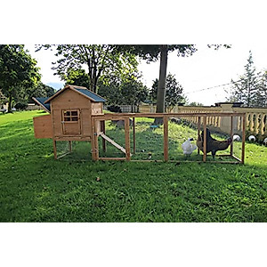ECOLINEAR 120'' Chicken Coop w/Run Cage Outdoor Hen House for 2-6 Chickens Hutch Poultry Pet Wooden Coop Nest Box Garden Backyard