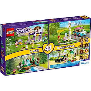 LEGO Friends Friends 66710 4-in-1 Building Toy Gift Set: Doggy Day Care, Turtle Protection Vehicle, Forest Waterfall and Olivia's Electric Car (66710)