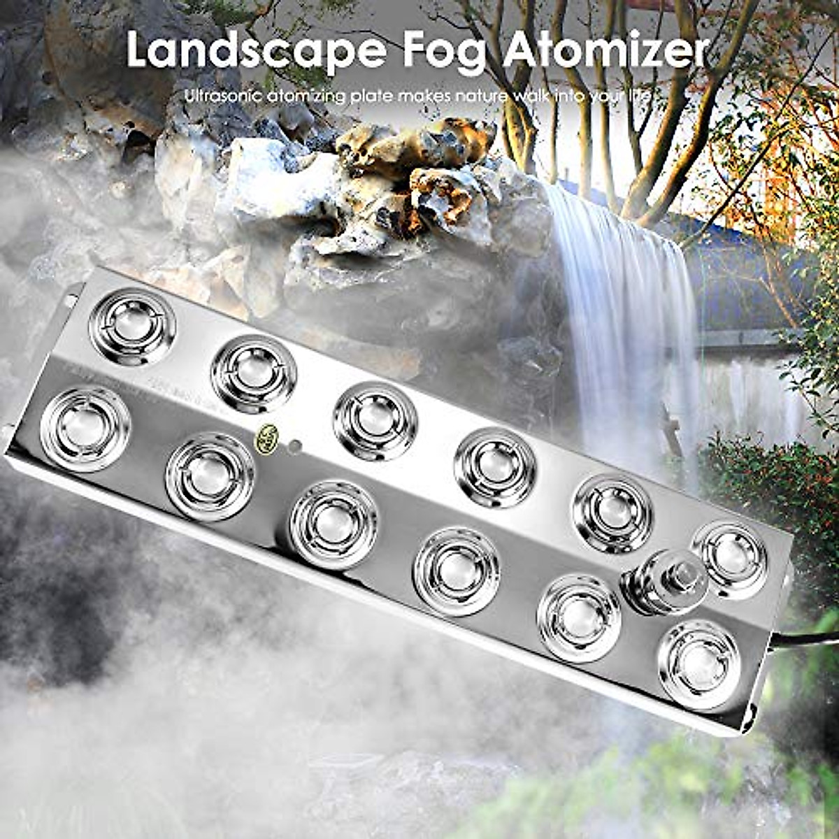 TOPQSC Mist Maker Fogger Humidifier for Gardening and Pond Use,12 Head Stainless Steel Ultrasonic Mist Humidifier