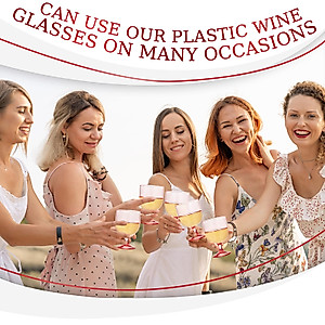 Bokon 16 Pack Plastic Wine Glasses 7.5 oz Wine Glass with Stem Reusable Unbreakable Wine Cups Champagne Goblets Shatterproof Cocktail Drinkware for Wedding Party Indoor Drinking(Pink)