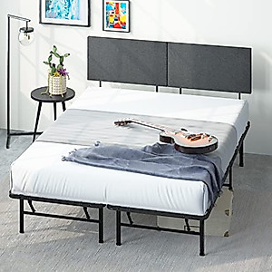 ZINUS SmartBase Mattress Foundation with Upholstered Headboard, 14 Inch Metal Platform Bed Frame, No Box Spring Needed, Sturdy Steel Frame, Adjustable Headboard Height, California King