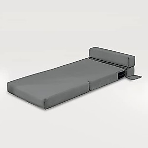 Mjkone Folding Futon Sofa Bed, Modern Convertible Couch for Compact Living Room Office Apartment Space, Modular Sectional Sofa for Resting Camping- Single, Dark Grey