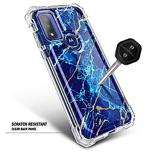 NZND Compatible with Motorola Moto G Go (AT&T XT2163-7 6.5") with [Built-in Screen Protector], Full-Body Protective Shockproof Rugged Bumper Cover Case (Sapphire)