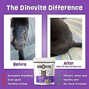 Dinovite for Cats Supplement - Immune + Digestive, Skin + Coat Support, Vitamins, Minerals, Omega 3, Enzymes, Probiotics. Reduces Shedding, Dry Skin, Itching, Stinking, Bald Spots, Seasonal Issues