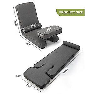 VLIVE Convertible Sleeper Sofa Chair - Adjustable Single Couch with Table & Pillow, Multifunctional Folding Chair Bed for Living Rooms, Bedroom, Small Apartment and Studios, Grey