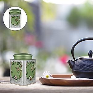 BESPORTBLE Tea Tin Canister with Airtight Double Lids, Airtight Loose Tea Canister Tinplate Empty Tin Chinese Style Tea Jar - Kitchen Canister for Loose Tea, Coffee, Candy, Herbs and Spices