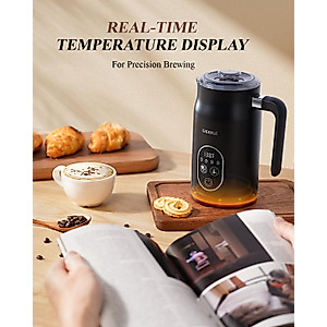 KIDISLE Electric Milk Frother, 4 In 1 Milk Frother and Steamer With Temperature Control, Automatic Warm and Cold Foam Maker for Coffee, Latte, Hot Chocolate, Cappuccinos, Macchiato, Black