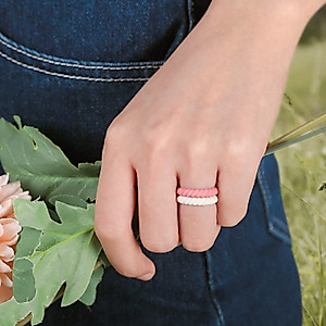 Egnaro Silicone Wedding Ring for Women,Seamless Thin and Stackble Braided Rubber Wedding Bands Rubber Rings for Women…