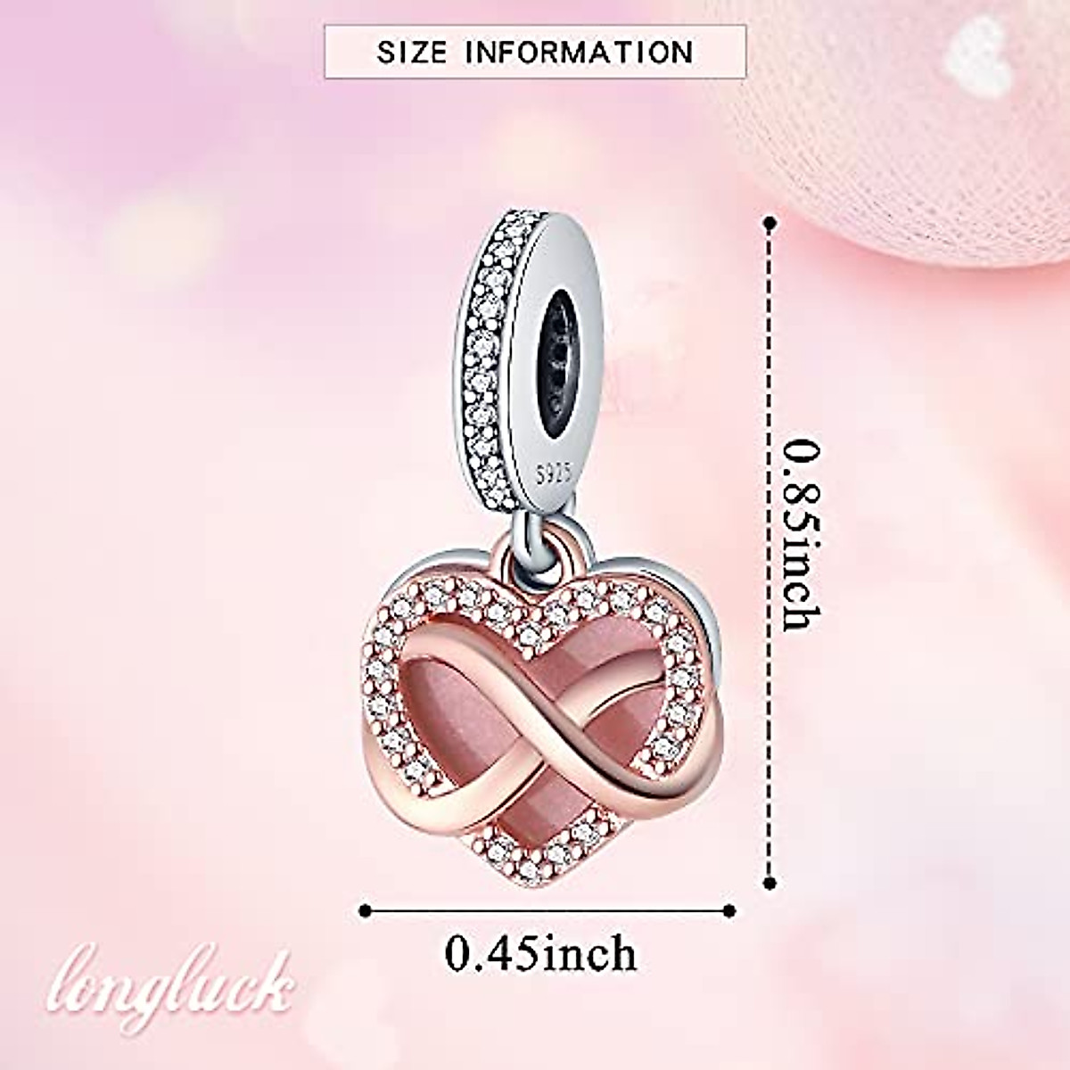 LONGLUCK 925 Sterling Silver Bead Charm for Pandora Charms Bracelets and Necklaces for Woman 5A Cubic Zirconias Dangle Pendant,Jewelry Bead