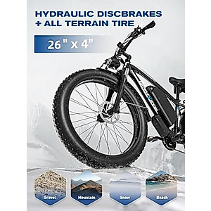 ECOCOGY Electric Bike for Adults 2000W Peak 2500W Motor Ebike with 19.2AH Battery E Bike Up to 40MPH 21 Speed Electric Bicycle, 26" All Terrain Electric Bike Fat Tire with Front Fork Suspension(White)