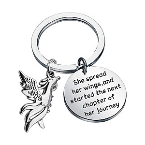 UJIMS Inspirational Phoenix Keychain New Beginning Gifts Started The Next Chapter Of Her Journey Rising Phoenix Jewelry (Phoenix Keychain)