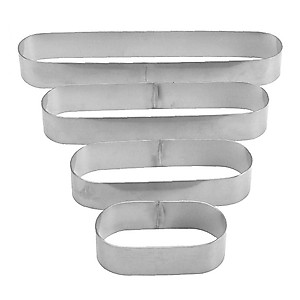 4pcs Mousse Rings Stainless Steel Mini Cookie Cutters Mini Long Oval Mousse Ring Mold Metal Baking Tiramisu Mold for Kitchen Baking Sponge Cakes Dessert Pies