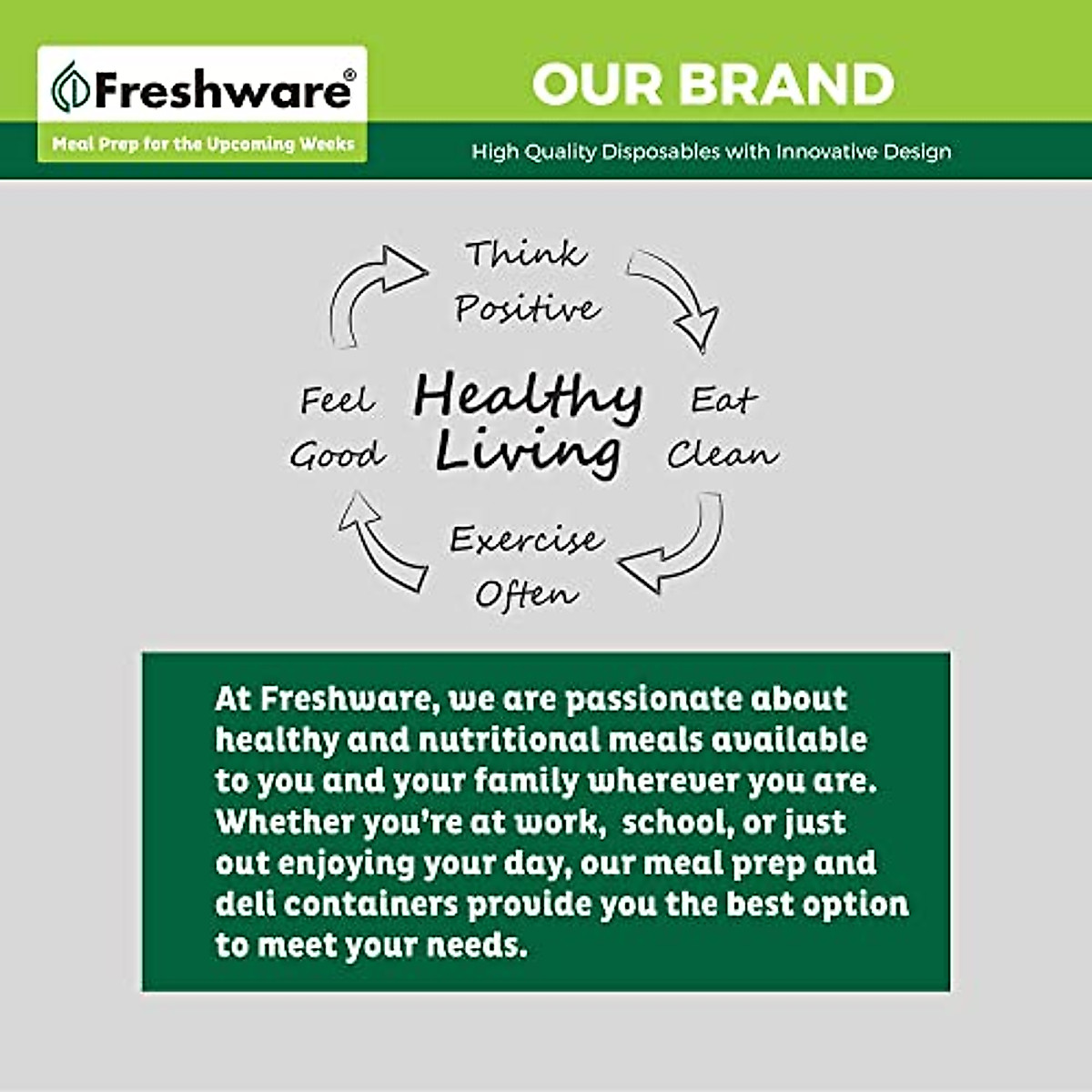 Freshware Plastic Deli Containers, 64 ounce, 64 oz, 12-Set