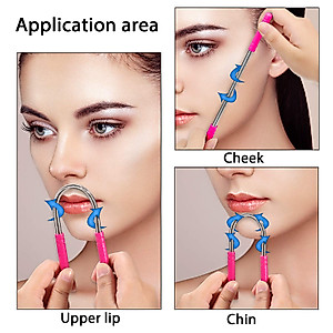 12 Pieces Facial Hair Removal Spring Eyebrow Face Epilator Threading Tool for Women Chin Cheek Mustache Upper Lip (Rose Red, Black)