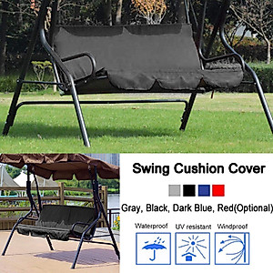 3 Seats Swing Chair Hammock Seat Cushion Cover, 59.1x19.7x3.9 inch Garden Courtyard Outdoor Waterproof Polyester Taffeta Swing Seat Cover (Black)