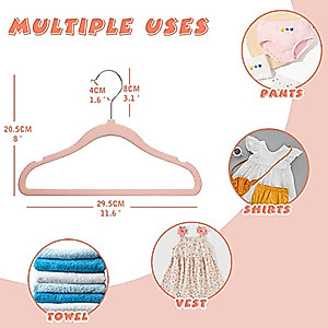ManGotree Kids Velvet Hangers, 11.6" Non-Slip Toddler Hangers, Ultra Thin Space Saving Childrens Hangers with 360° Swivel Hook for Baby Clothes 15 Pack (Light Pink)