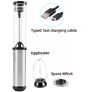 Milk Frother Rechargeable Handheld - Electric Whisk/Frother Wand for Coffee, Matcha, Latte, Cappuccino