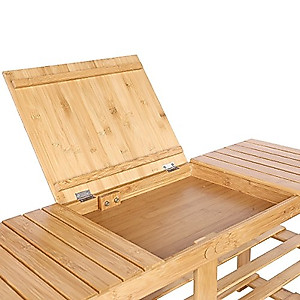 Clevr 44" Extra Large 3-Tier Natural Bamboo Shoe Rack Bench, with Storage Drawer on Top on Top, Entryway Shoe Organizer Seat Storage Shelf Hallway Furniture