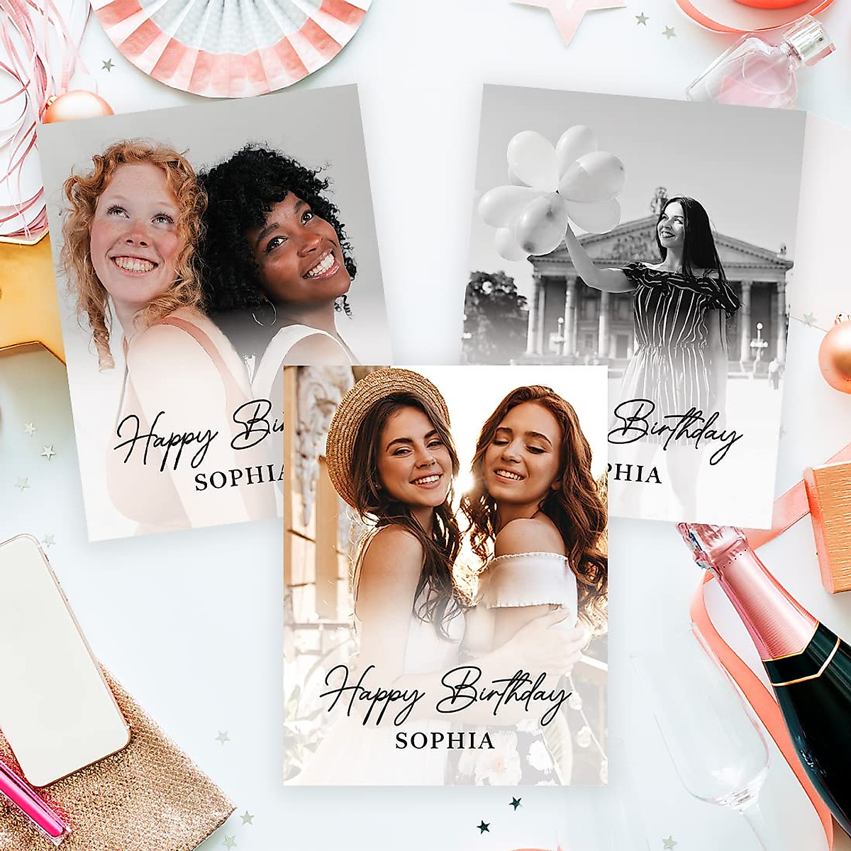 Andaz Press 8.5"x11" Personalized Photo Birthday Card with Envelope, Jumbo Happy Birthday Card for Her, Mom, Him, Birthday Keepsake Card, Custom Birthday Gifts for Women, Men, Greeting Cards