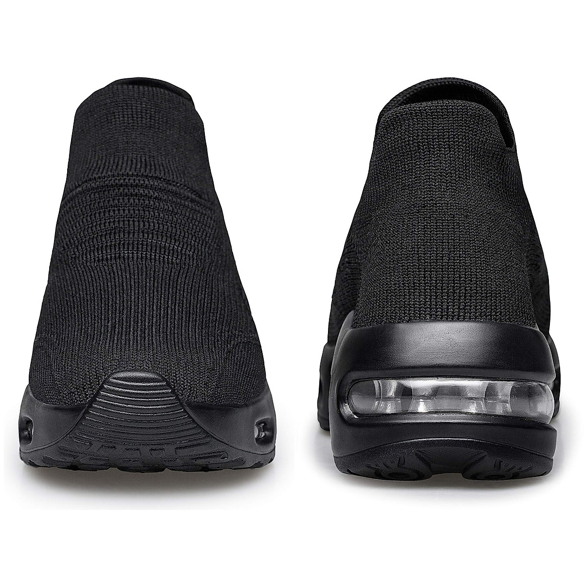 DOUSSPRT Womens Walking Sneakers Slip on Sock Shoes Mesh Air Cushion Platform Workout Tennis Loafers Fashion Casual 002 allblack US Size 9.5