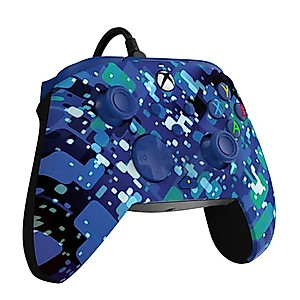 PDP Gaming REMATCH Enhanced Wired Controller Licensed for Xbox Series X|S/Xbox One/PC/Windows, Mappable Back Buttons, Advanced Customizable App - Digital Glitch Blue