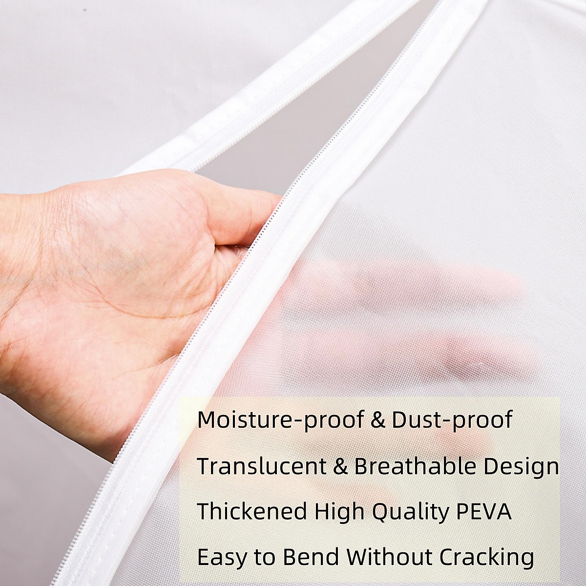 Tlence 4 Pack Hanging Garment Bags, 43" 35" Long Large Closet Clothes Protector with Zipper, Plastic Jackets Storage Rack Cover for Shirt Suits Coat Dress, Bottom Enclosed (Rack not included)