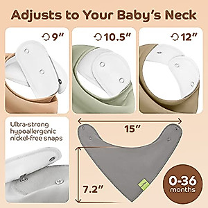 BUNFLEE Baby Bandana Drool Bibs for Boys and Girls - 5 Pack Soft and Absorbent Cotton Baby Bibs for Newborns and Toddlers - Gender Neutral Baby Gifts Idea - Cute Registry for Baby Shower Gifts