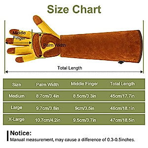 2 Pairs Long Gardening Gloves for Women Men Thorn Proof Rose Pruning Gloves Heavy Duty Gauntlet Leather Work Garden Gloves (Yellow, Large)