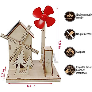DIY Wooden Science Experiment Educational STEM Building Kit - Science Models Stem Projects for Power Generation - Solar Energy,Hand Crank Generator-Creative Motor Kit for Kids,Teens
