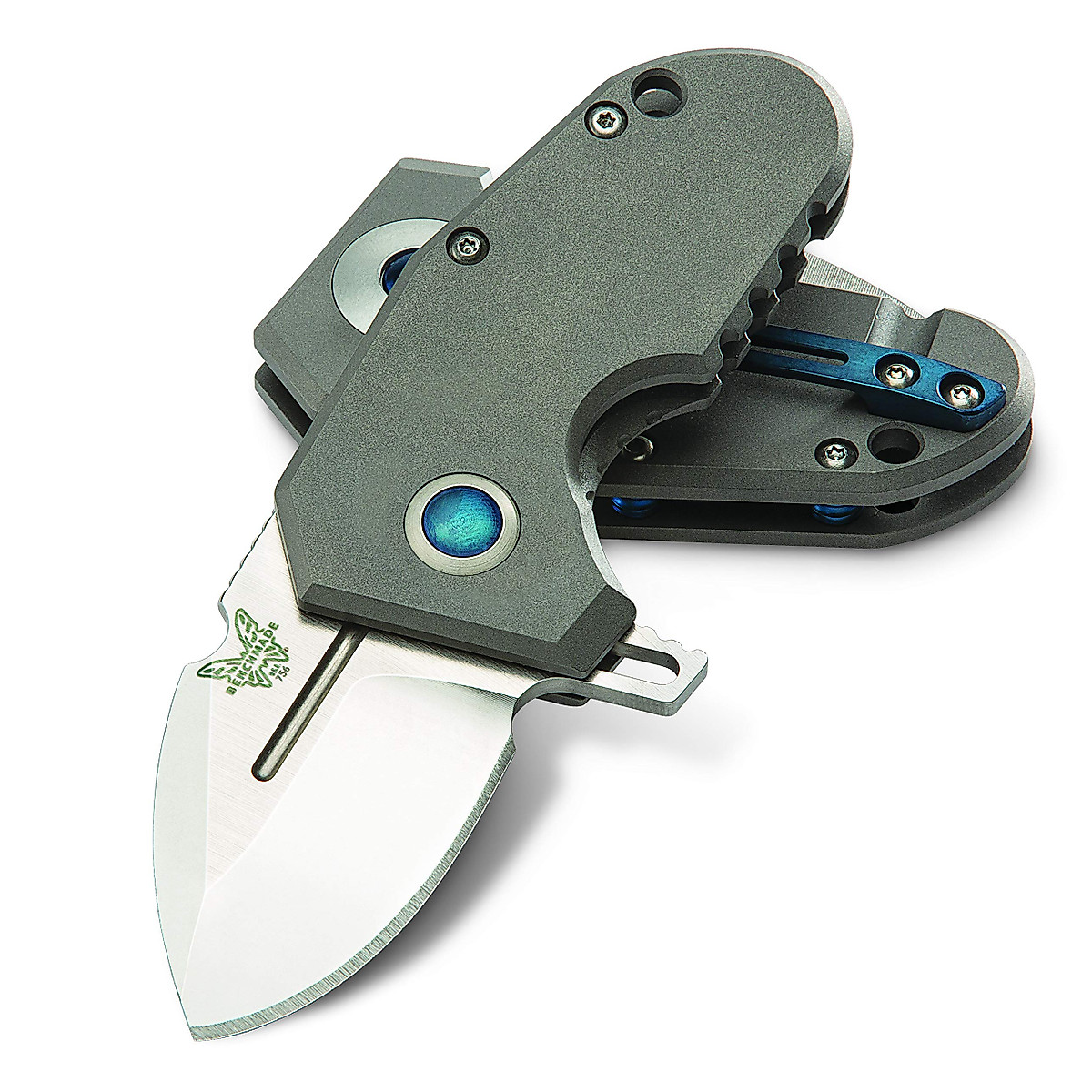 Benchmade - Micro Pocket Rocket 756 Tiny Pocket Knife, Drop-Point Blade, Plain Edge, Satin Finish, Made in the USA