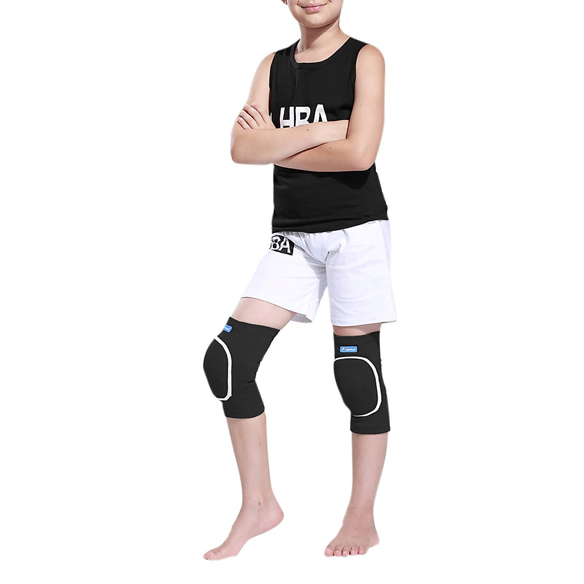 ANKOMINA Children Kids 2 Pairs Knee Pad and Elbow Support Set,Anti-Slip Breathable Flexible Elastic Knee Brace Knee Elbow Support Protector for Volleyball Football Dance Yoga Skating Baskeball Sport