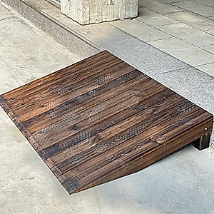GUENZO Threshold Ramp, Wheelchair Ramps for Thresholds Curb Steps, Wood Heavy Duty Transition Ramp for Patio Door Back Yard Home, Anti-Slip Surface (Size : 90x70x19cm/35.4x27.5x7.5in)
