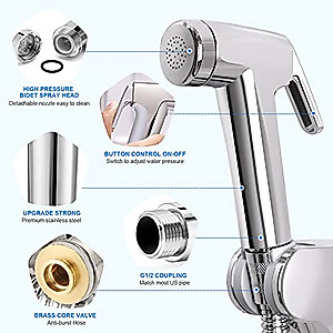 Boonny Bidet Sprayer for Toilet, Handheld Toilet Bidet Sprayer, Hand Held Bidet Sprayer for Toilet, Bathroom, Cloth Diaper, Toilet Jet Spray Set (3sets, Bidet Nozzles with Hose and Holder)