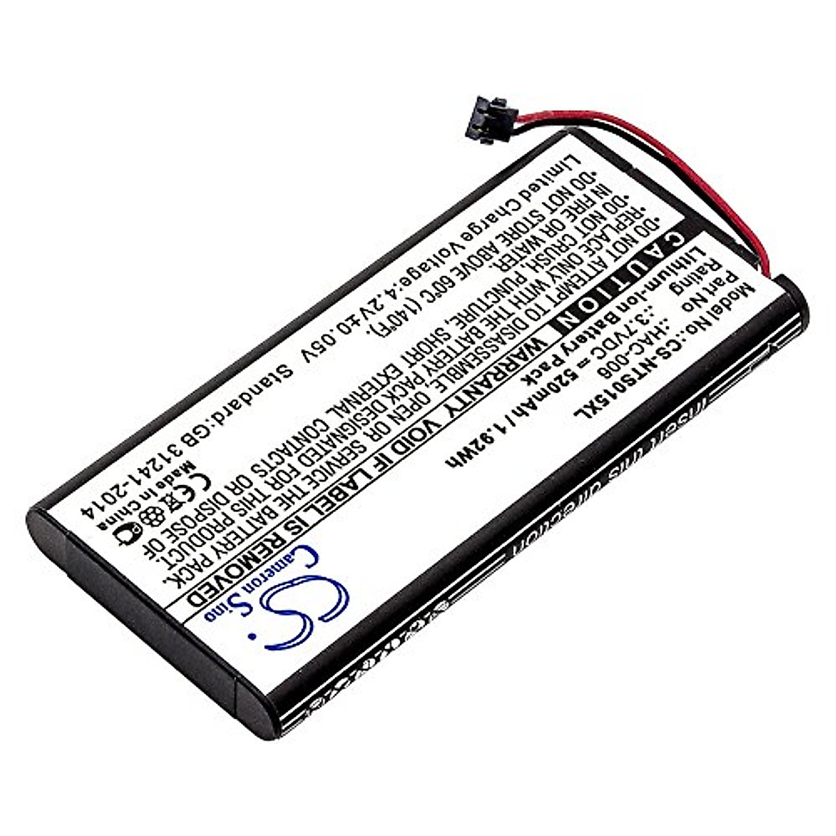 ASDQW 520mAh/3.7V Replacement Battery for HAC-006, HAC-BPJPA-C0 HAC-015, HAC-016, HAC-A-JCL-C0, HAC-A-JCR-C0, Switch Controller