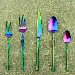 Gugrida Unique & Beautiful Flatware Set - 20 Piece Iridescent Silverware Sets | 18/10 Stainless Steel Reusable Cutlery Set | Rainbow Utensils Service For 4 with Dessert Fork, Knife, Spoon, Dinner Fork