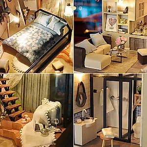 UniHobby DIY Dollhouse Kit with Dust Proof Cover 1:24 Scale Wooden Toy Gift