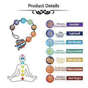 CrystalTears Chakra Stones Crystal Hanging Ornament Reiki Healing Crystals Tassel Car Hanging Accessories Gemstone Wall Window Hanger for Home Indoor Outdoor Decor Meditation Yoga