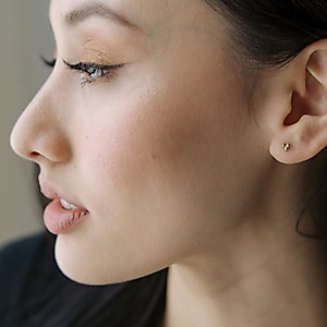 HONEYCAT Tiny Trinity Ball Stud Earrings in 18k Gold Plated | Minimalist, Delicate Jewelry (G)