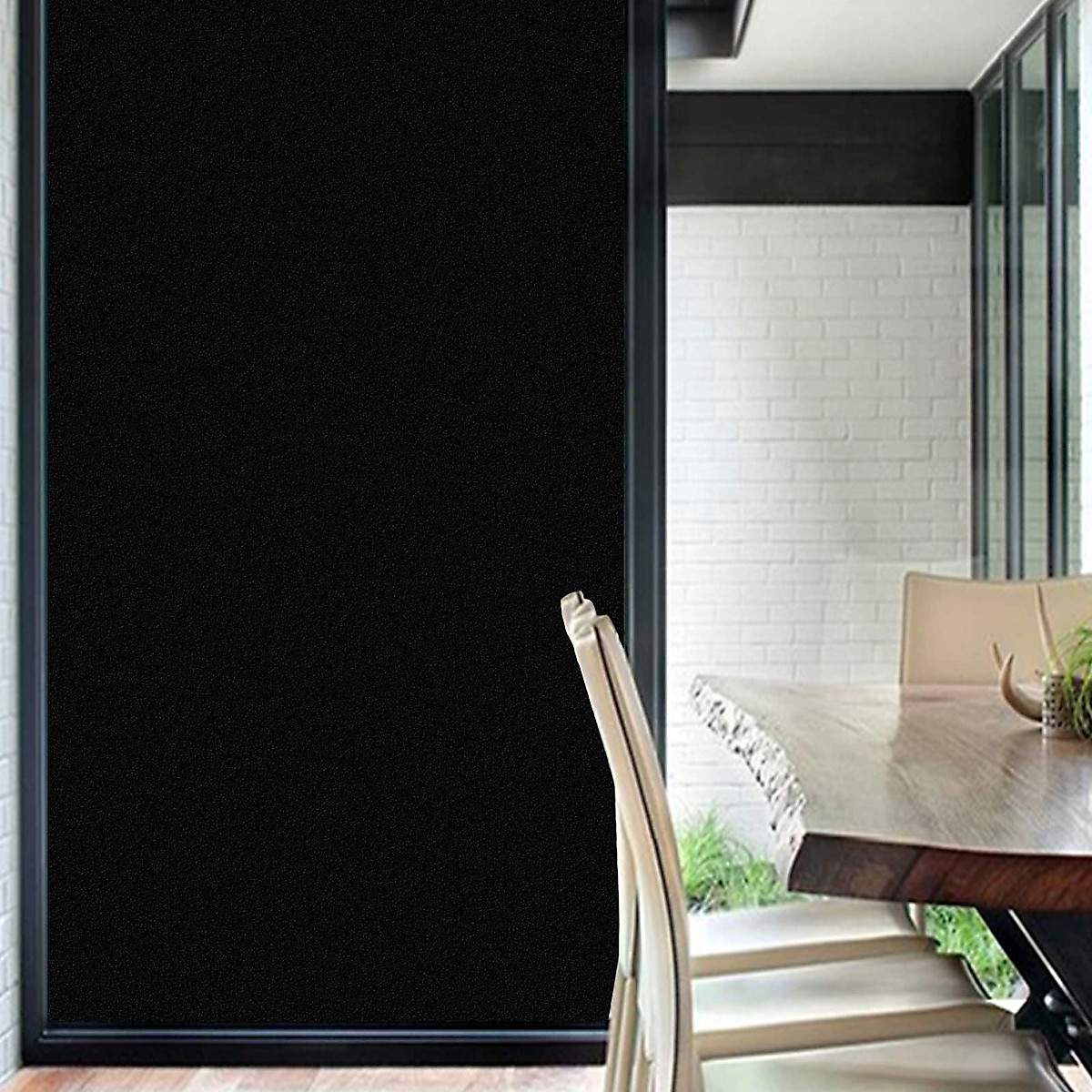 Danodoi 17.7'' x 157'' Black Window Privacy Film Frosted Glass Window Film Opaque Window Stickers Self Static Cling Decorative Window Cling Bathroom Door Covering Heat Blocker Decorative Sticker