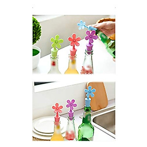 Flycheers Flower Bottle Stoppers,Wine Stoppers, Silicone Bottle Stopper Sun flower Shape Wine Plug for Champagne, Beverage, Beer, Wine Stoppers (4 piece)