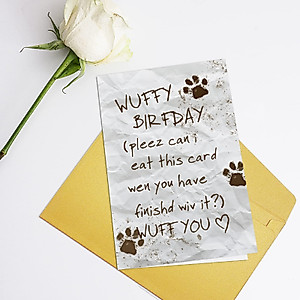 Supoeguk Funny Birthday Card from Dog, Wuff You Pun Birthday Card, Visually Wrinkled Paper Birthday Card, Cute Birthday Card for Dog Mom Dog Dad, Dog Owner Gift
